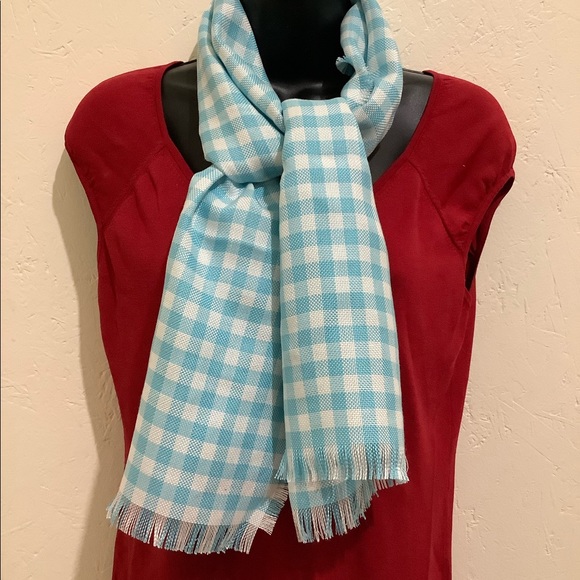 Accessories | New Light Blue White Checkered Scarf Winter Scarf Linen ...